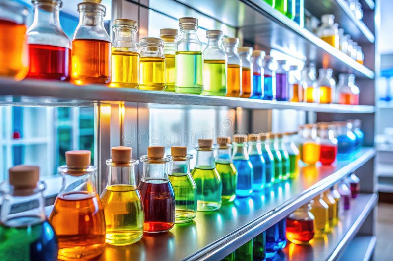 A Miniature Science Lab Precisely Organized Vials in a TiltShift ...