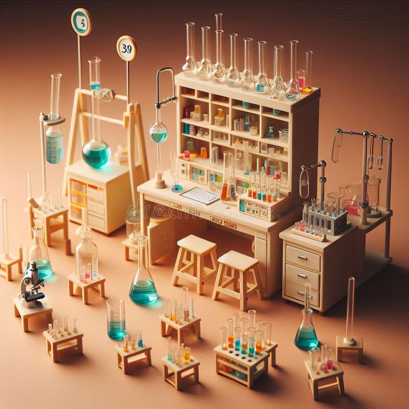 A Miniature Science Laboratory with Tiny Test Tubes a Stock Photo ...