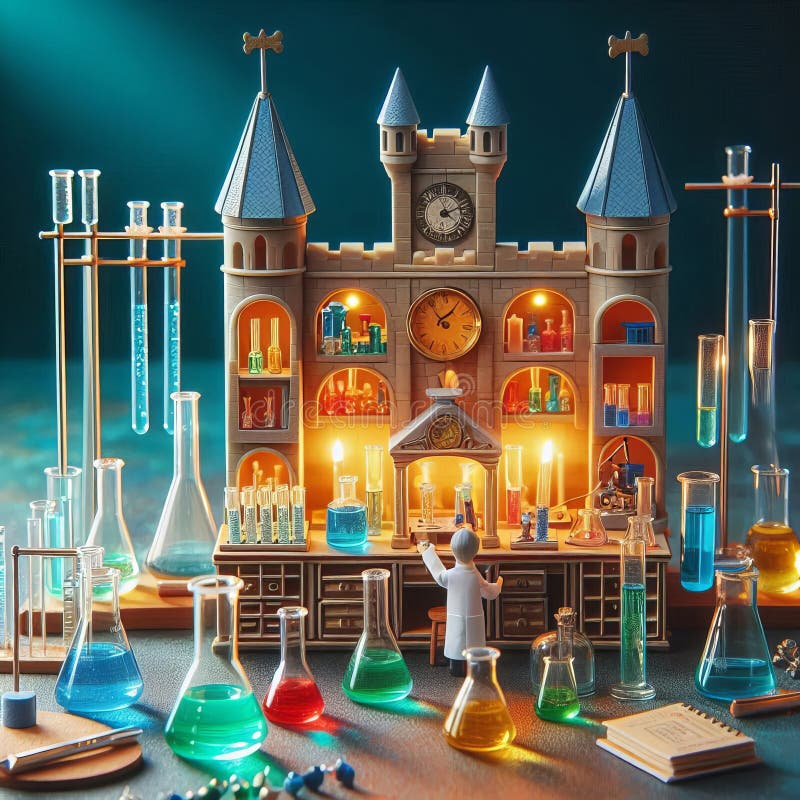 A Miniature Science Laboratory with Tiny Test Tubes a Stock Photo ...
