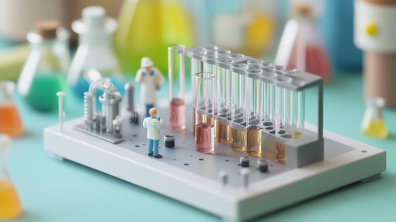 Miniature Scientists are Depicted in a Laboratory Setting with Small ...