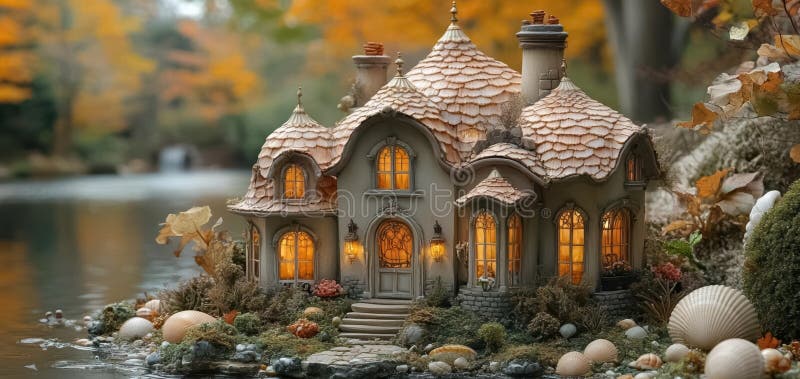 Miniature Shell City. Surreal Mystical Fantasy Artwork Stock ...