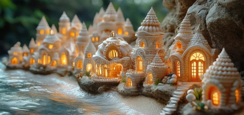 Miniature Shell City. Surreal Mystical Fantasy Artwork Stock ...