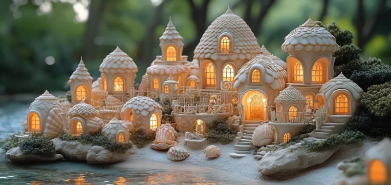 Miniature Shell City. Surreal Mystical Fantasy Artwork Stock ...