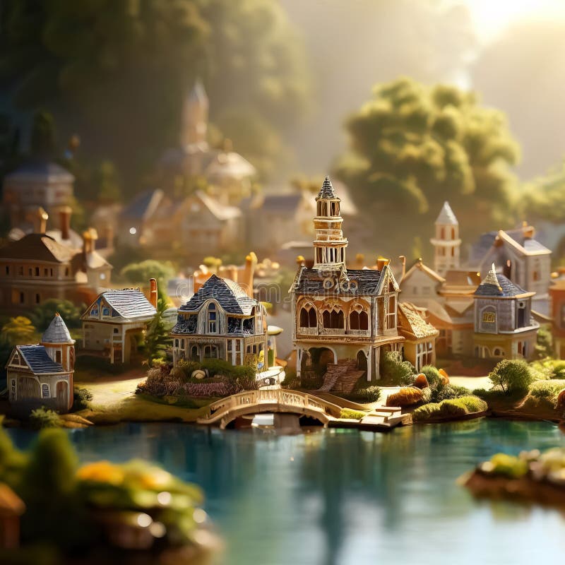 Miniature Shell City. Surreal Mystical Fantasy Artwork Stock ...