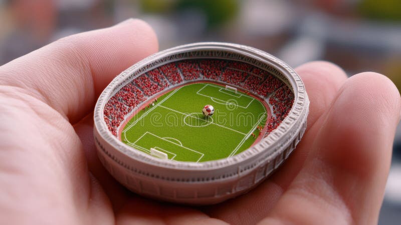 A Miniature Soccer Stadium with a Ball in the Middle, AI Stock Image ...