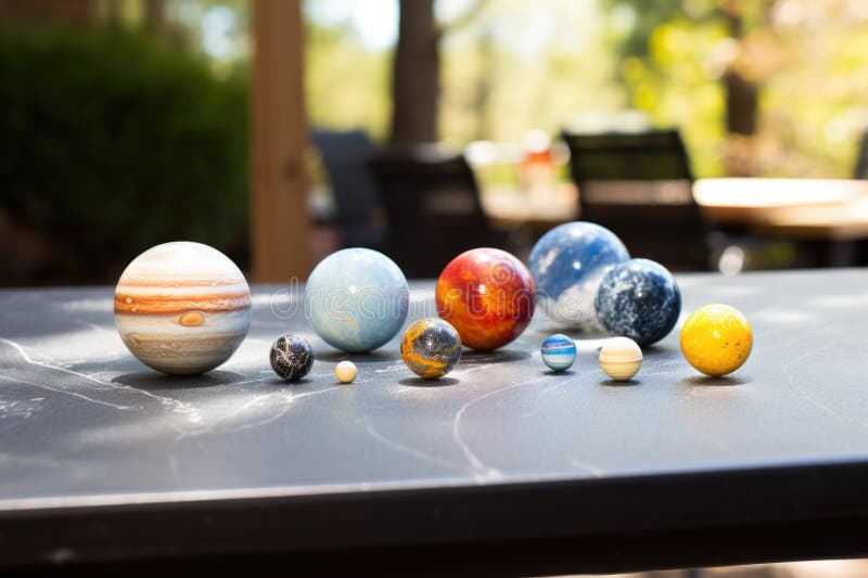 A Miniature of Solar System on a Table Stock Image - Image of table ...
