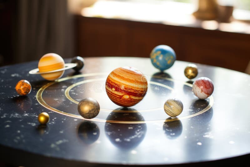 A Miniature of Solar System on a Table Stock Photo - Image of science ...