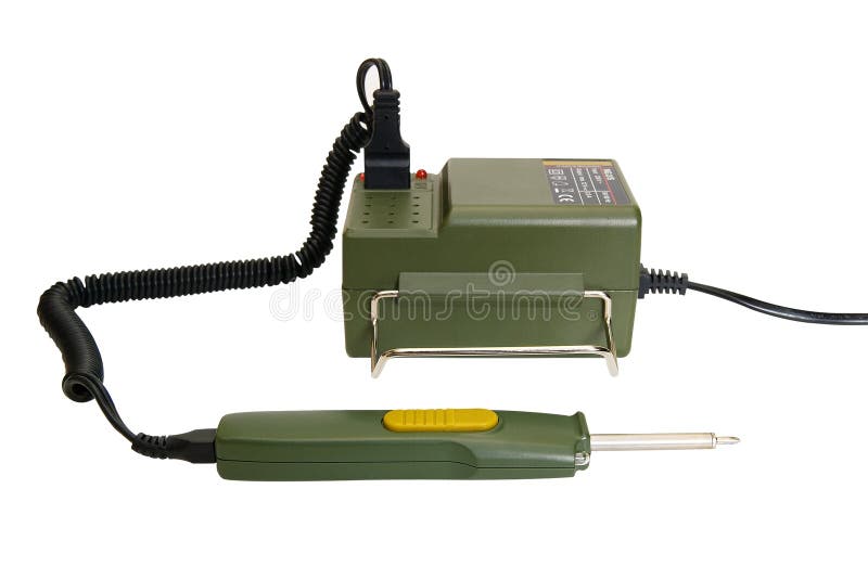 Electric Soldering Iron on a Stand with a Cleaning Sponge Stock Image ...