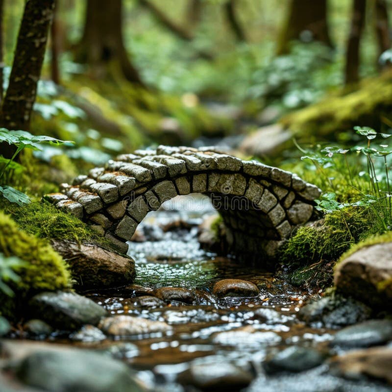 Miniature Stone Bridge stock illustration. Illustration of forest - 366994923