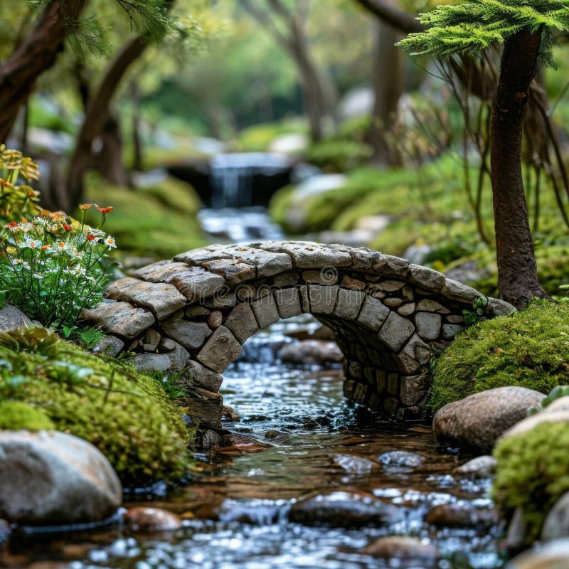 Miniature Stone Bridge stock illustration. Illustration of water - 366994952