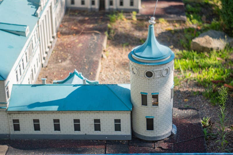A Miniature Stone Building with Multi-storied Structure, Symmetrical ...