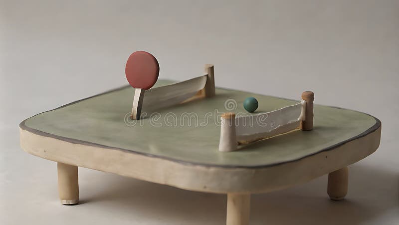 Miniature Table Tennis Setup on a Ceramic Table Stock Illustration ...