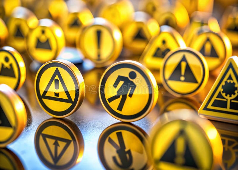 Miniature TiltShift Safety Signs a Detailed Collection of Round Yellow ...