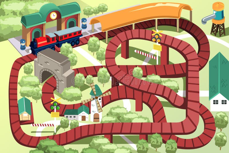 Miniature toy train track stock vector. Illustration of cartoon - 27369394