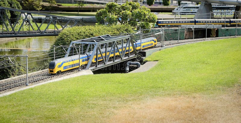 Miniature Train in Rural Landscape Editorial Stock Image - Image of ...