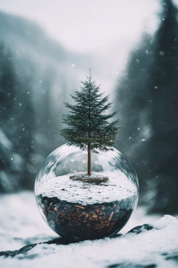 Snow Globe Tree stock photo. Image of snow, party, scenes - 378551144