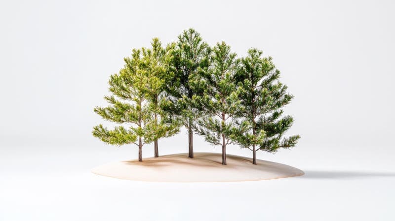 Miniature Trees on Isolated White Background with Soft Shadows Stock ...