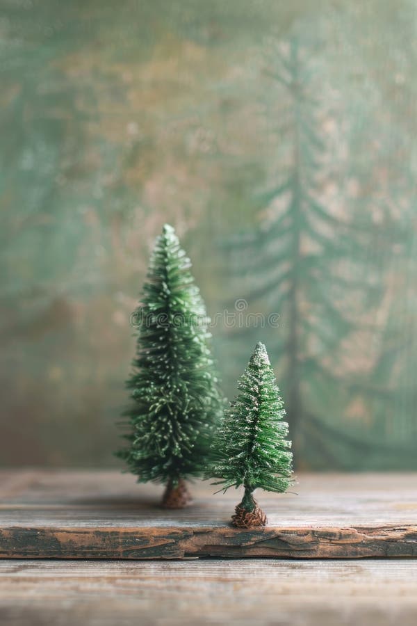 Miniature Trees on a Rustic Table, Perfect for Nature-themed Designs ...
