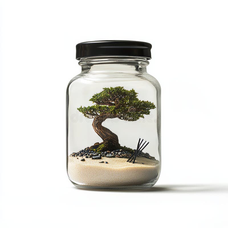 Miniature Trees and Sand Arrangements in a Terrarium Stock Image ...