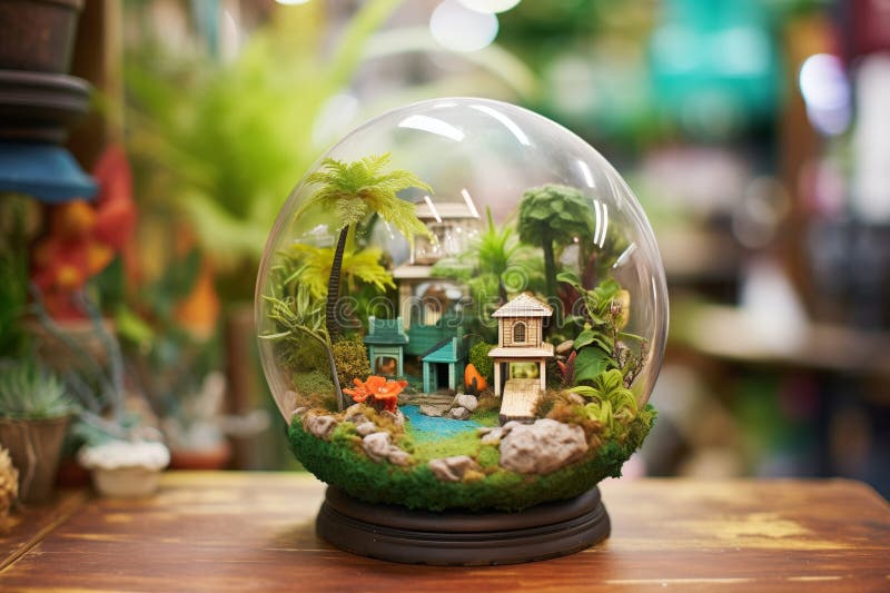 Miniature Tropical Rainforest Inside a Globe Terrarium Stock Image ...