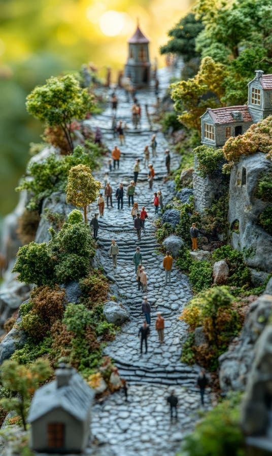 Miniature Village Stone Path Lush Greenery Stock Photos - Free ...