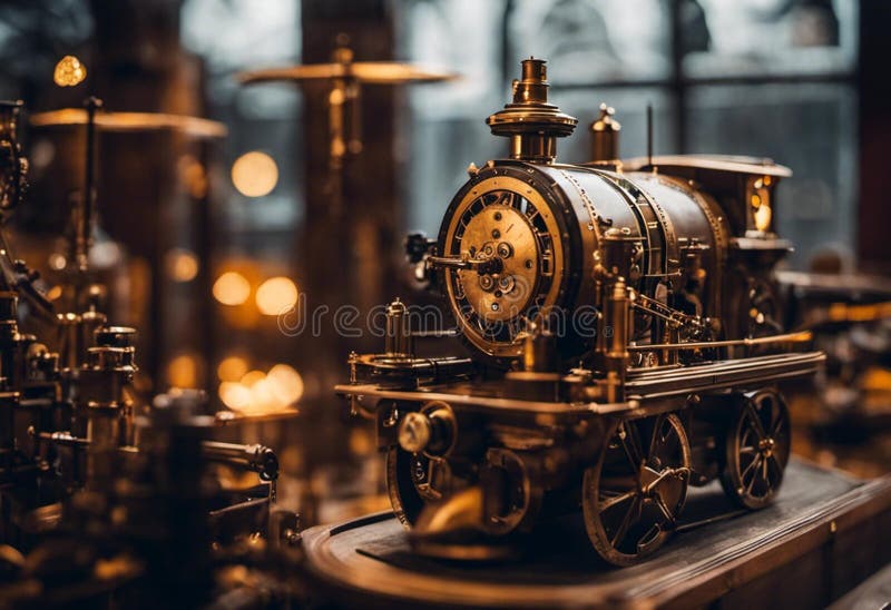 Miniature Vintage Train Set on Display, AI-generated. Stock Photo ...