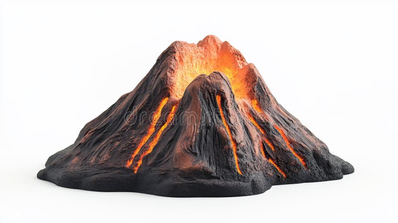 A Realistic Volcano Model Featuring Eruption Effects and Glowing Lava ...