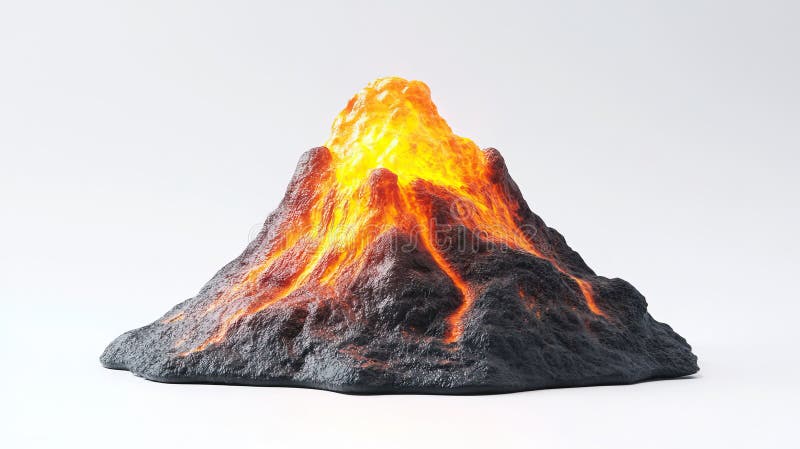 A Realistic Volcano Model Featuring Eruption Effects and Glowing Lava ...
