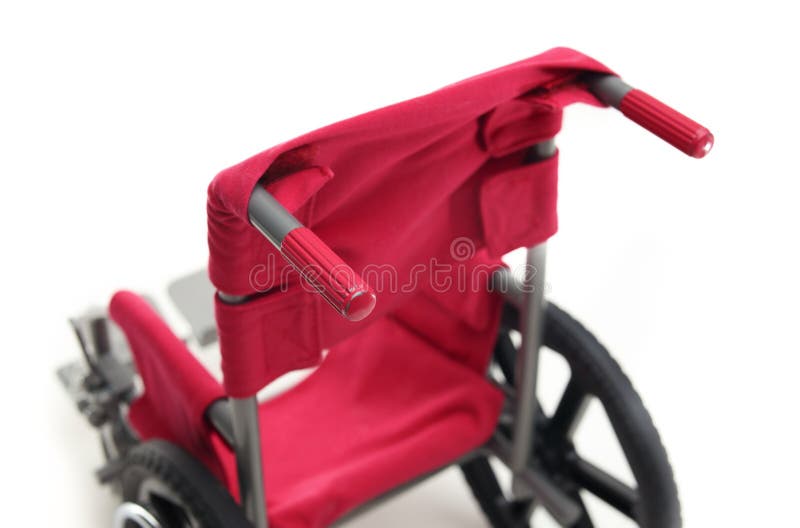 Back View of Wheelchair with Red Handle Bars and Seat. Stock Photo ...