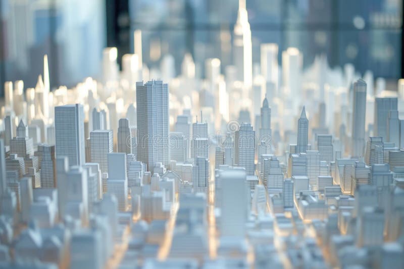 Miniature White Buildings Forming a Cityscape Model Stock Photo - Image ...