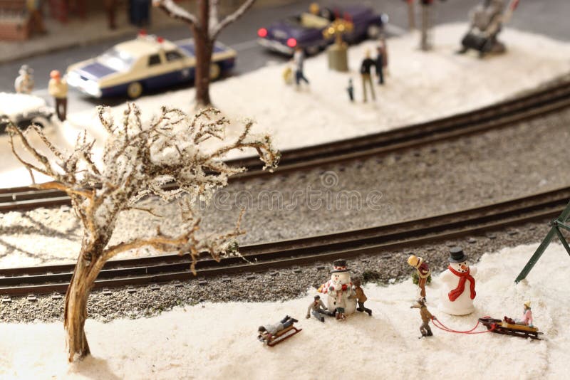 Miniature winter scene stock image. Image of playing, replication - 7297129