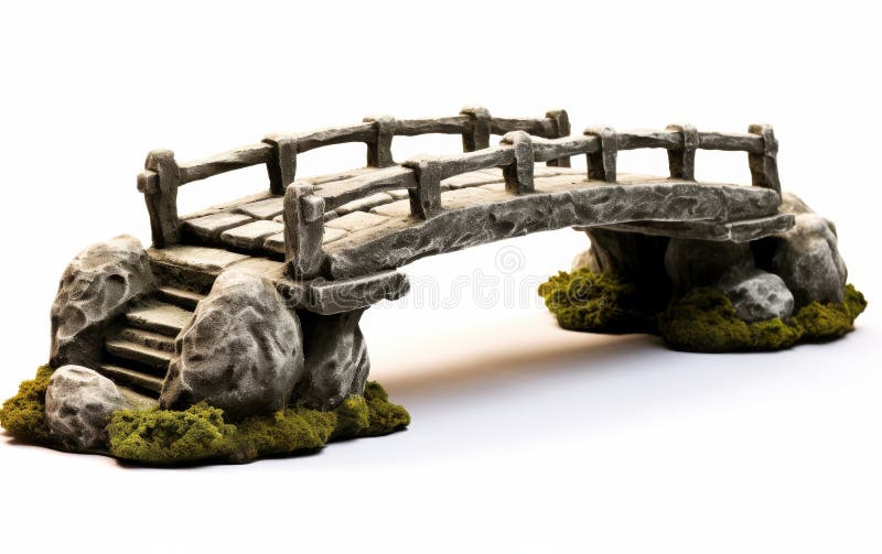 A Miniature Wooden Bridge with Rocks and Moss Stock Illustration ...