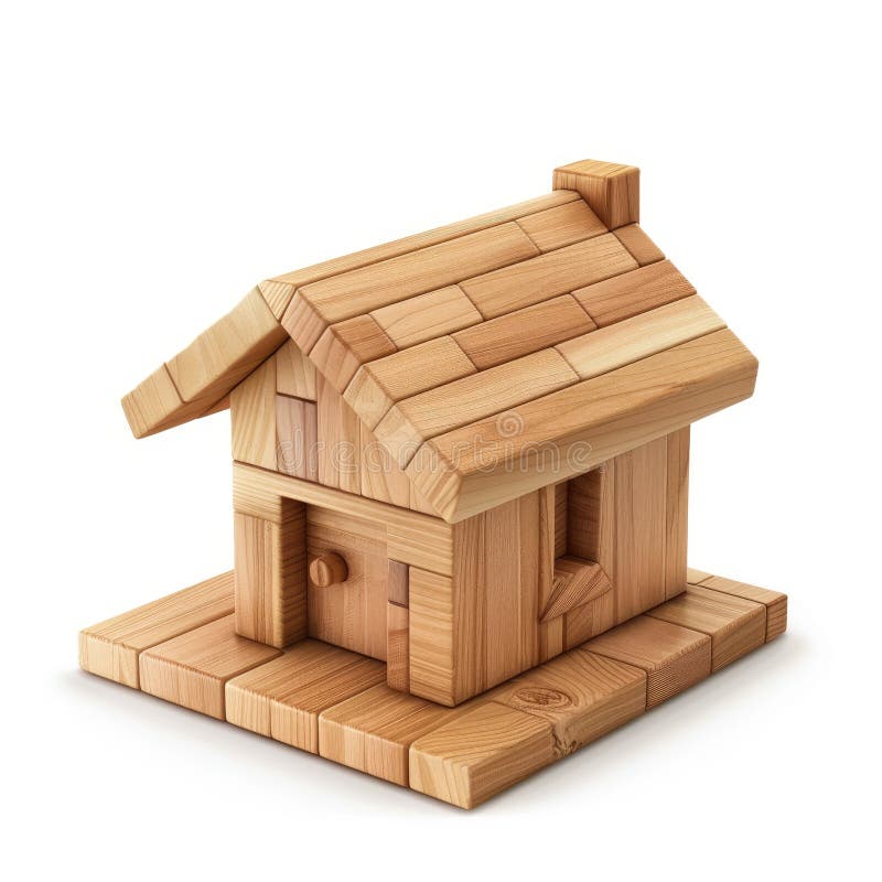 Charming Wooden Block House Model, Home Construction Concept Stock ...
