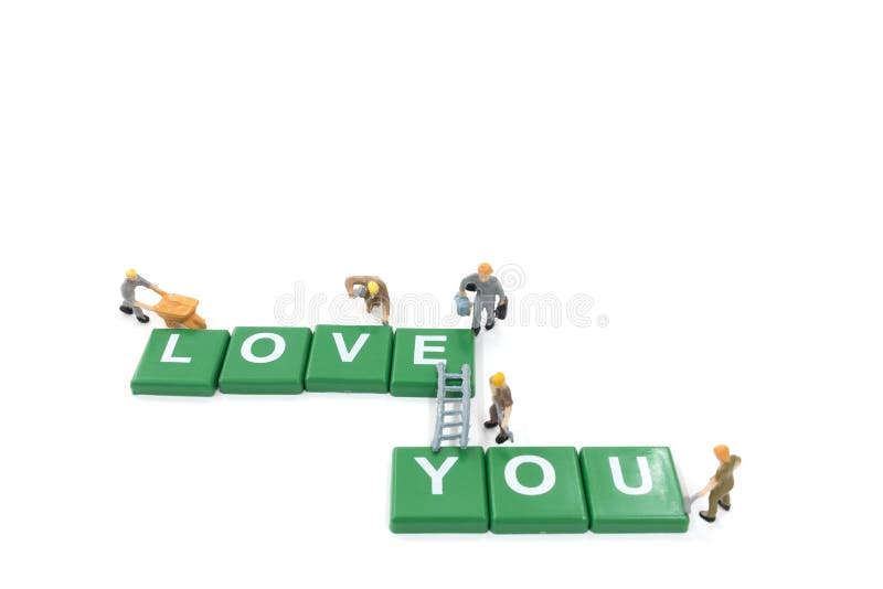 Miniature Worker Team Building Word Love You Stock Photo - Image of ...