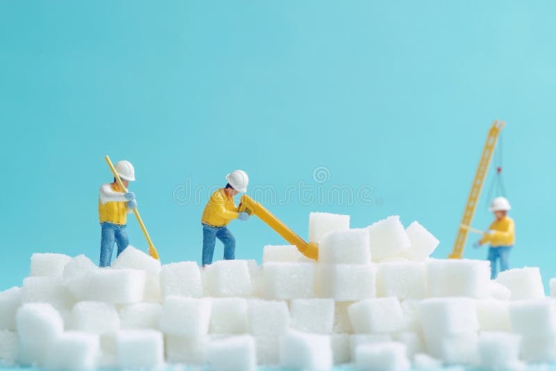 Miniature Workers Building Sugar Cubes Stock Photos - Free & Royalty ...