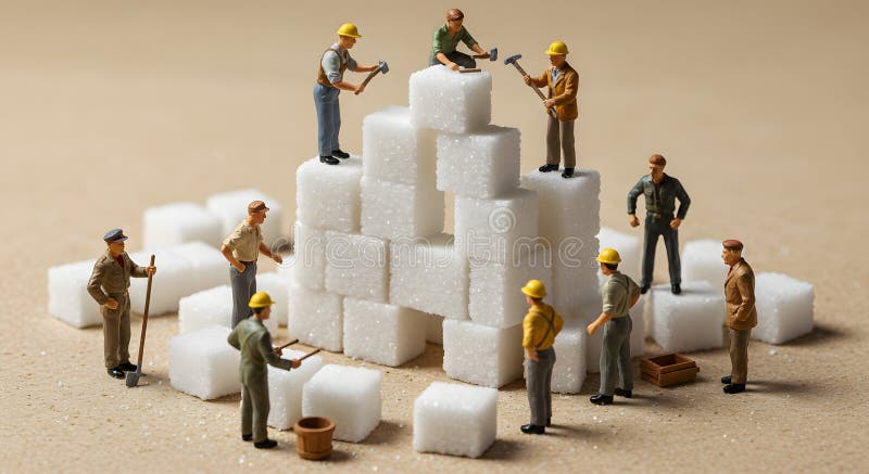 Miniature Workers Constructing a Massive Sugar Cube Structure: a ...