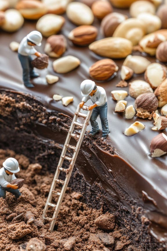 Miniature Workers Create a Luxurious Chocolate Cake with Precision and ...