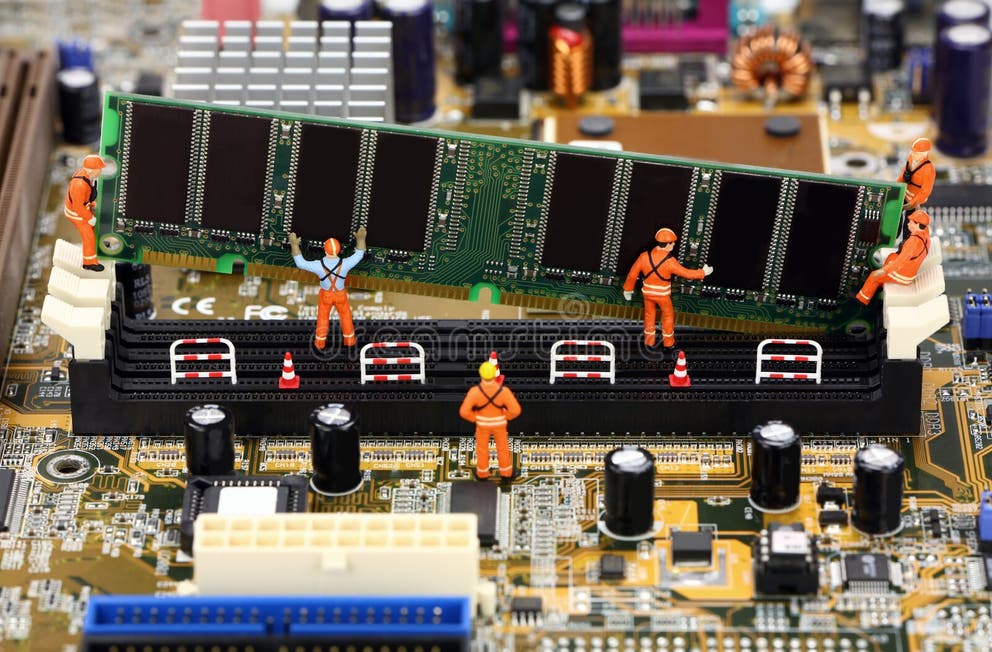 Miniature Workers Installing RAM Memory Stock Image - Image of memory ...