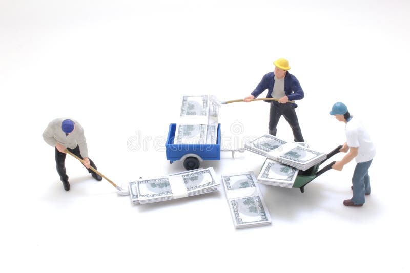 Miniature Workers Moving Banknote Money Saving Concept Stock Photo ...