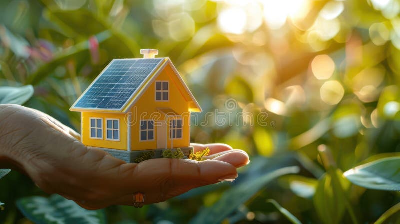 The Miniature Solar House.AI Generated Image Stock Photo - Image of ...