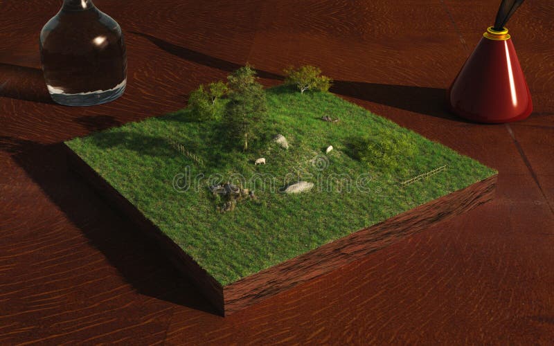 Miniatuur Landschap stock illustratie. Illustration of glas - 19474521