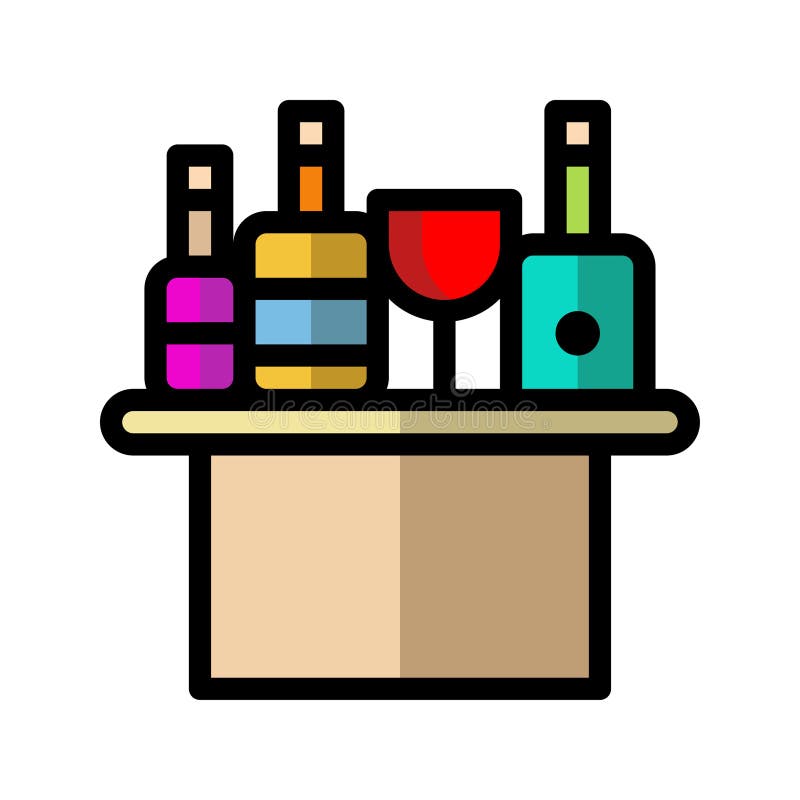 Minibar Flat Icon. Editable Drink Table Symbol. Vector Illustrations ...
