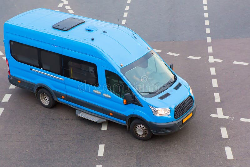 Minibus goes along street stock photo. Image of mini - 26181690