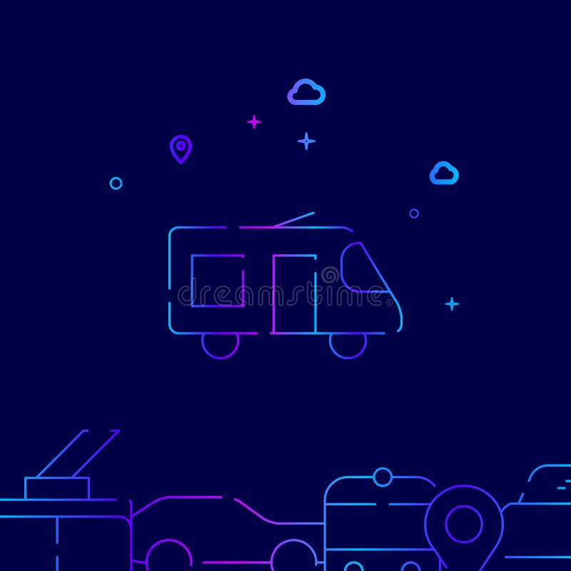 Minibus, Microbus or Shuttle Bus Vector Line Icon, Illustration on a ...