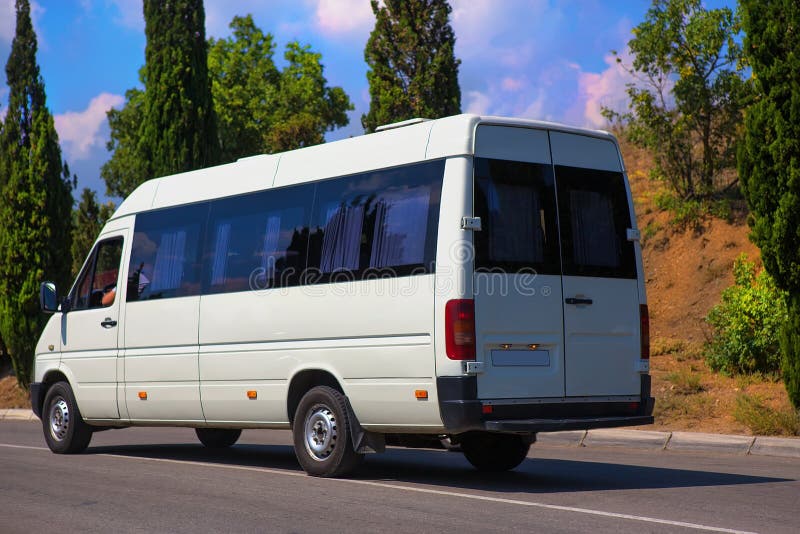 Minibus Moves on the Highway Stock Photo - Image of lane, horizontal ...