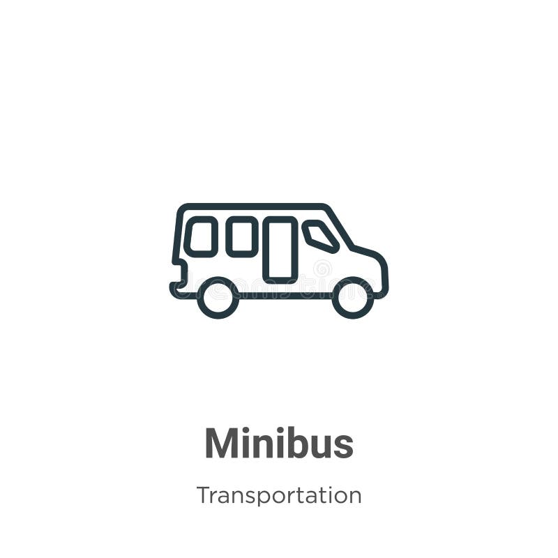 Minibus Outline Vector Icon Thin Line Black Minibus Icon Flat Vector