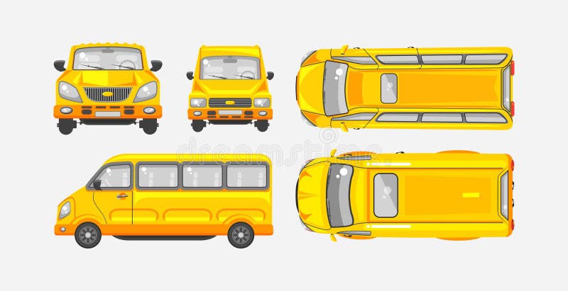 Minibus Top, Front, Side View Stock Vector - Illustration of headlights ...