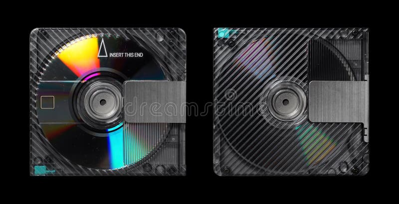 MiniDisc Front and Back Isolated on Black. MiniDisc Mockup Stock Image ...