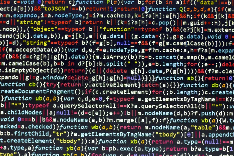 Minificated Javascript Code Computer Programming Source Code Abstract Screen Of Web Developer