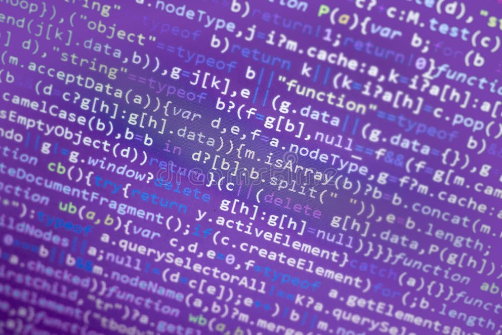 Minificated Javascript Code. Computer Programming Source Code Abstract Screen of Web Developer ...